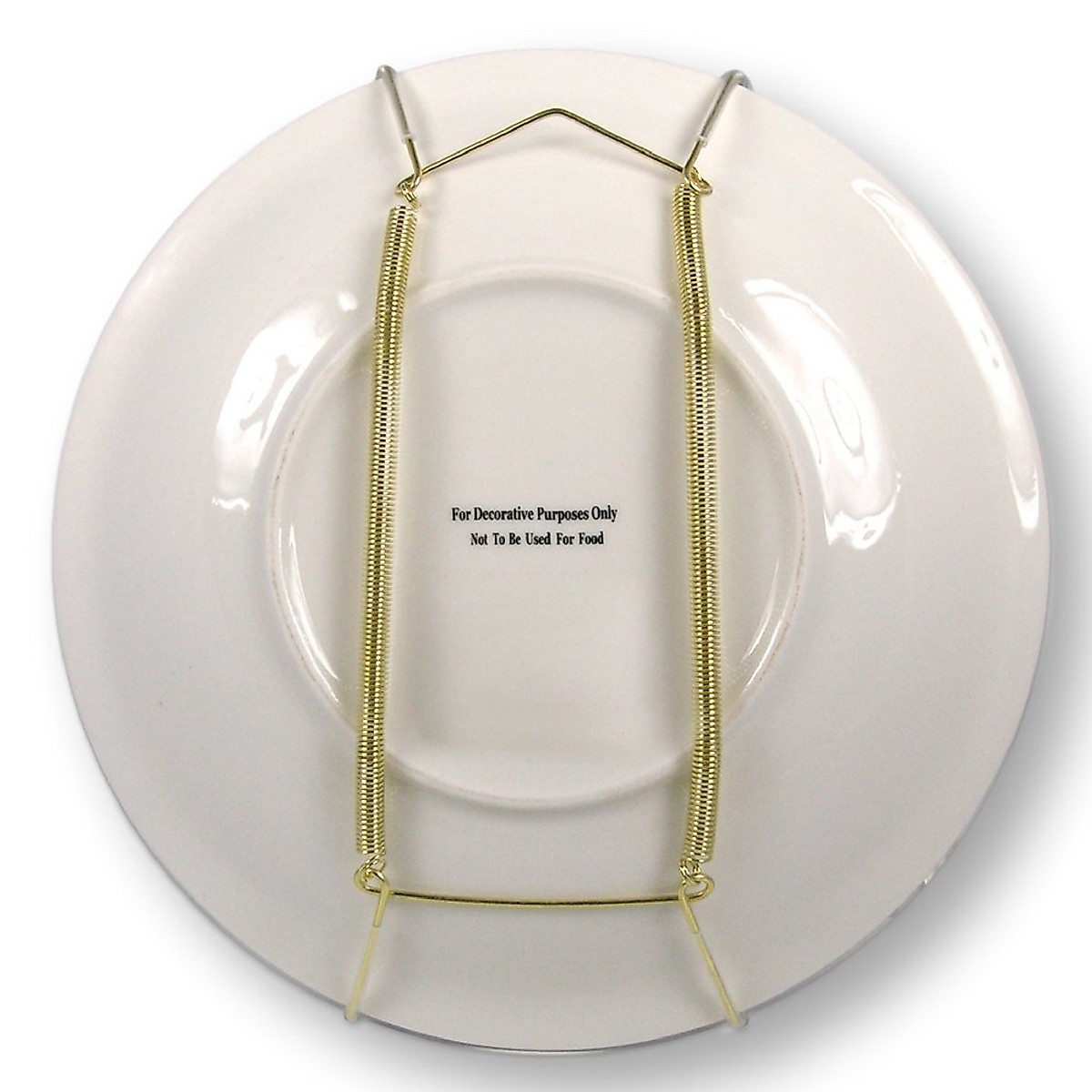 BANBERRY DESIGNS Brass Vinyl Coated Plate Hanger 10 to 14 Inch Pack of 4 Hangers - Plate Hangers for The Wall