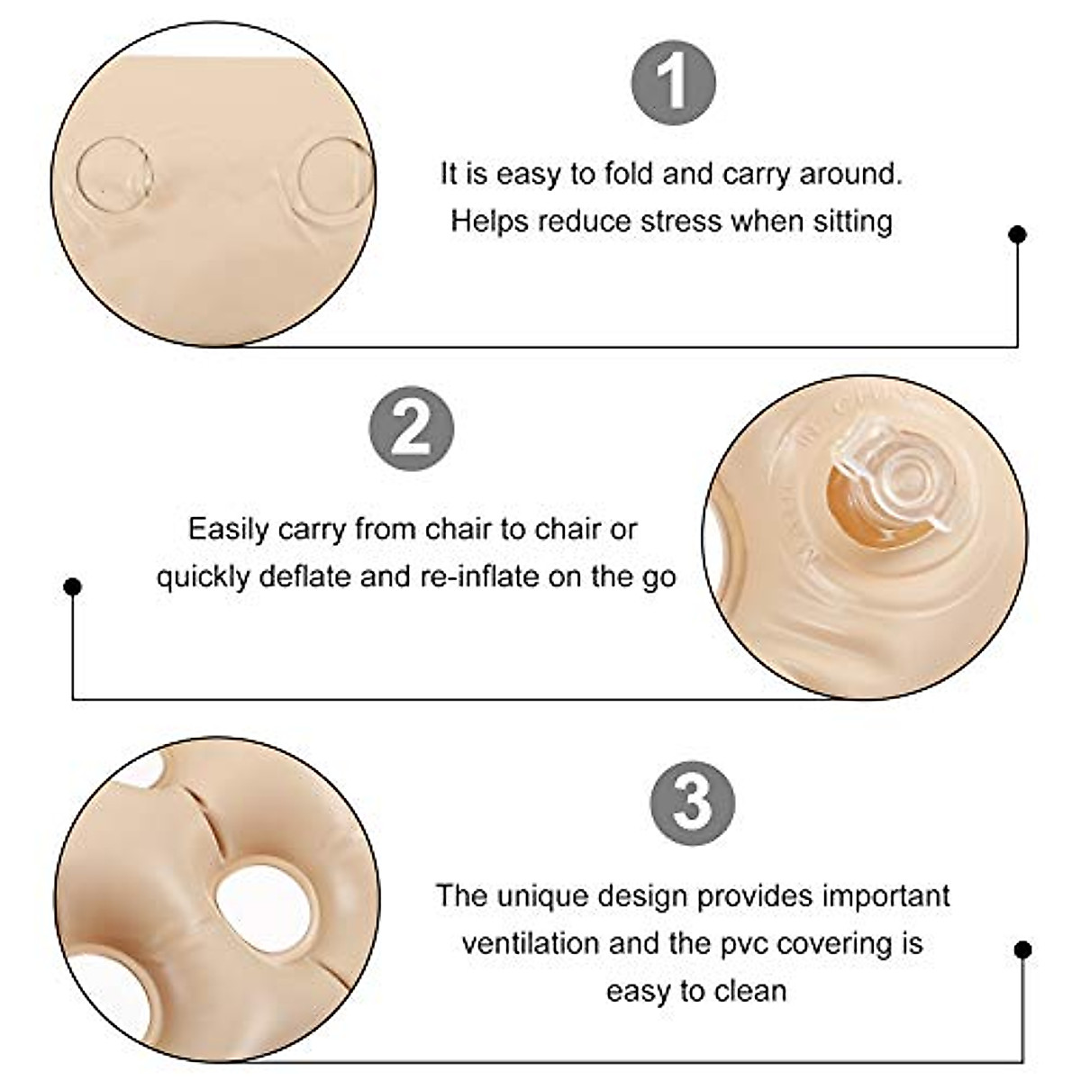 WINOMO Air Inflatable Seat Cushion Foldable Portable Pressure Relieving Chair Cushion Blow Up Wheelchair Pad for Office Chair Dining Room Chair Car Seat Complexion