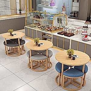 Round Coffee Tables,Dining Room Table Set,Kitchen Table and Chairs for 4,Negotiation Reception Tables and Chairs 1 Table and 4 Chairs ,for Home,Balcony,Coffee Shop,Library,Reception,Saving Space ( Col