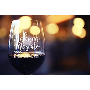 Hakuna Moscato Funny Stemless Wine Glass 15oz - Unique Christmas Gift Idea for Her, Mom, Wife, Girlfriend, Sister, Grandmother, Aunt - Perfect Birthday Gifts for Women