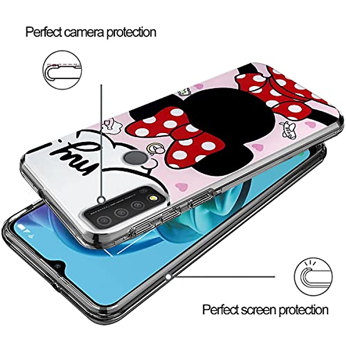 FLYING FLIER for TCL 30XE 5G Case, TCL 30 XE Case Slim Cute Cartoon IMD Soft TPU Shockproof Protective Phone Case Cover for Girls and Women (Minnie)