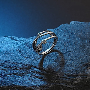 STJERNES s925 Sterling Silver Relaxing Rings For Women，Adjustable Stacking Spinning Worry Ring，Jewelry for Best Friends