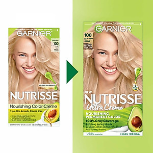 Garnier Hair Color Nutrisse Nourishing Creme, 100 Extra-Light Natural Blonde (Chamomile) Permanent Hair Dye, 2 Count (Packaging May Vary)