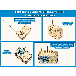 Pica Toys Wooden FM Radio Kit FM 88-108MHz - Science Experiment and Educational Project STEM Kit
