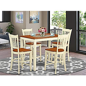 EAST WEST FURNITURE 5 Pc counter height Dining set - counter height Table and 4 Kitchen Chairs.