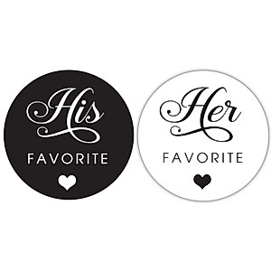 1.9 Inch His Favorite Her Favorite Black White Stickers Wedding Favors Decoration 60 Labels
