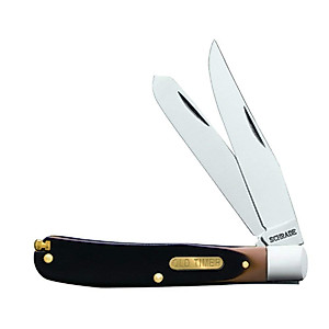 Old Timer 96OT Bearhead Trapper 7.4in Traditional Folding Pocket Knife with 2 High Carbon SS Blades, Sawcut Handle, Tweezers, and Convenient Size for EDC, Hunting, Camping, Whittling, and Outdoors