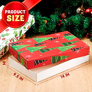 JOYIN 12 Pcs 14" x 9.5" x 2" Christmas Tone Shirt Wrap Boxes ​with Lid and Base, Clothes, Wrapping Robe Boxes,Gift Boxes, Xmas Goody Gift Boxes for Christmas, Birthdays, Wedding, 4 Designs