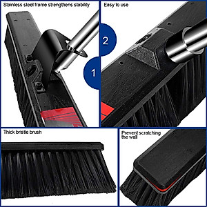 Masthome Commercial Loop-End Dust Mop & 24" Push Broom, Industrial Grade Heavy Duty Floor Mop Outdoor Sweeping Broom, Includes 2 Mop Heads