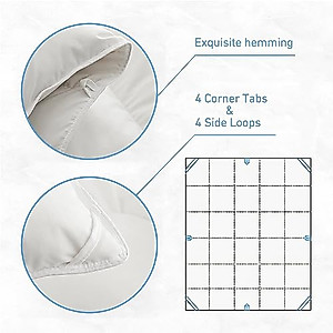 CYMULA Feather Down Comforter Queen Size, Medium Warmth Duvet Insert with Luxurious Down Fill, 8 Corner Tabs and Machine Washable for All Seasons (90 x 90 Inches, White)
