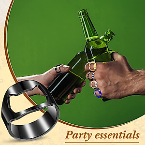 Inbagi 16 Pieces Bottle Opener Ring for Men Women Spinner Rings Stainless Steel Chain Inlay Rotating Beer Bottle Opener Rings Set Colorful Finger Bottle Opener for Gift Party Family Supplies