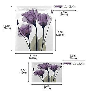 Purple Tulip Flower Wet Dry Bags Tulip Waterproof Baby Cloth Diaper Bags with Two Zippered Pockets Beach Travel Bag for Swimsuit&Wet Cloth 2pcs