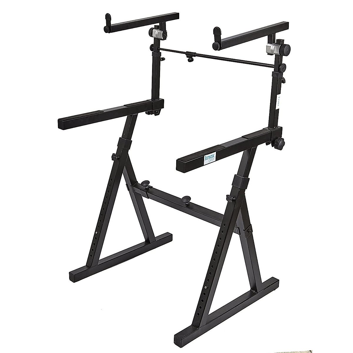 Knox Gear Z-Style Two Tier Electronic Keyboard Piano Stand (Version 2) Bundle (2 Items) - Sturdy Height & Width Adjustable Keyboard Stand - Professional Digital Keyboard Piano Stand or Synth Stand