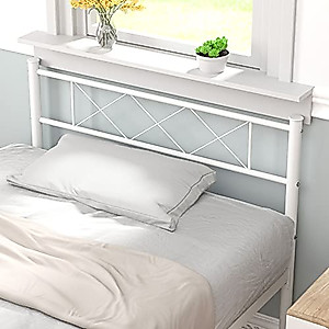 VECELO Twin Size Platform Bed Frame with Headboard and Footboard, Heavy-Duty Mattress Foundation with Steel Slats Support, No Box Spring Needed/Easy Assembly, Pure White