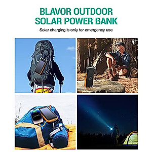 BLAVOR Solar Power Bank with FM Radio,Portable Wireless Charger 20000mAh External Battery Pack 15W QC 3.0 Fast Charging,Bright Flashlight, Compatible with Smartphones and All USB Devices (Orange)