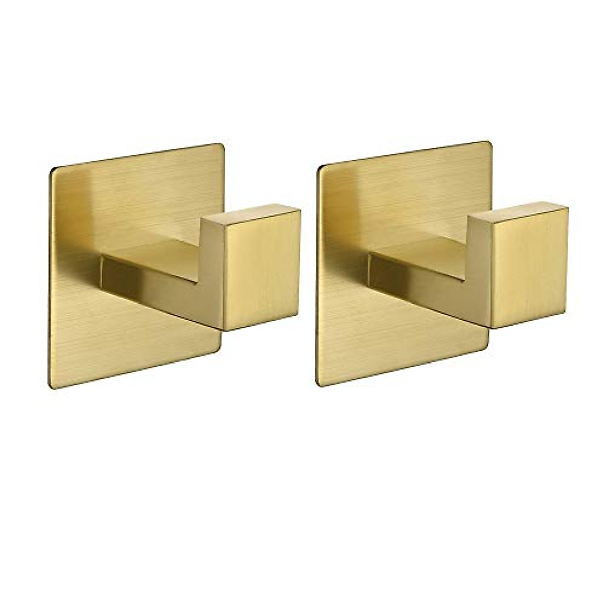 WOLIBEER Gold Coat Hooks Self Adhesive, No Drilling Towel Hooks Stick on Door Hooks Robe Hooks Wall Hooks for Bathroom Kitchen 2 Pack