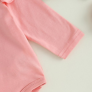 TheFound Western Baby Girl Clothes Ruffle Romper Cow Print Bell Bottoms Cowgirl Outfits for Girls Newborn Cute 2Pcs Set (Pink, 12-18 Months)