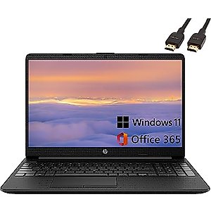 HP 15 15.6" Laptop Computer, Intel Pentium Silver N5030 Quad-Core up to 3.1GHz, 32GB DDR4 RAM, 1TB PCIe SSD, 802.11AC WiFi, Bluetooth, 1-Year Office 365, Black, Windows 11 Home S, BROAG HDMI Cable