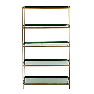 Safavieh Home Justine Contemporary Green and Brass 5-tier Etagere Bookshelf