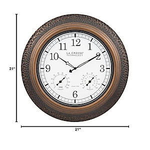 La Crosse Technology 433-3256A-INT 21-inch Bronze Indoor/Outdoor Atomic Analog Wall Clock