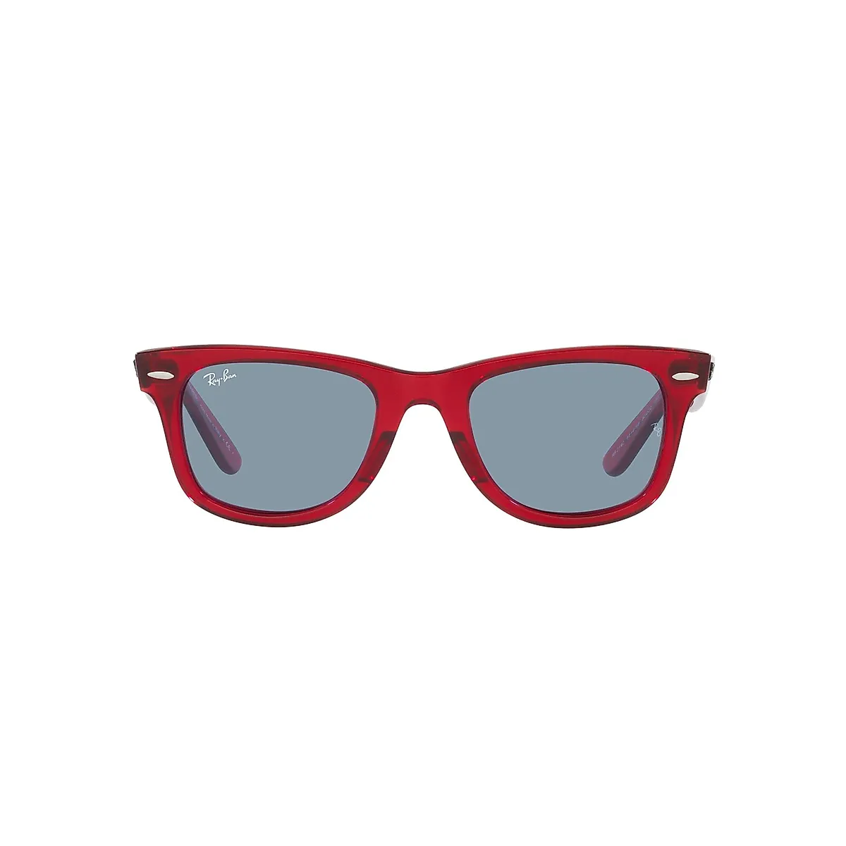Ray-Ban RB2140 Original Wayfarer Colorblock Square Sunglasses, Transparent Red/Blue, 50 mm