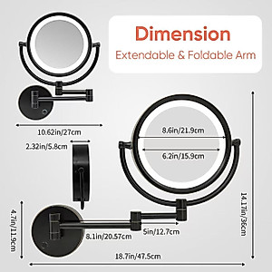 GURUN 8.5 Inch Magnifying Makeup Mirror with 3 Tones LED Lights Double Sided Vanity Mirror for Bathroom with 10X Magnification M1809DO (Oil-Rubbed Bronze/10X)