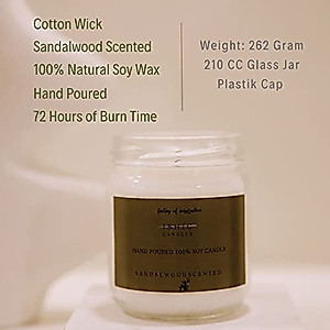 ISHIC Candles 100% Natural Soy Wax Sandalwood Scented Hand Poured Decorative Jar Candle, with Cotton Wick, 72 Hours of Burn Time