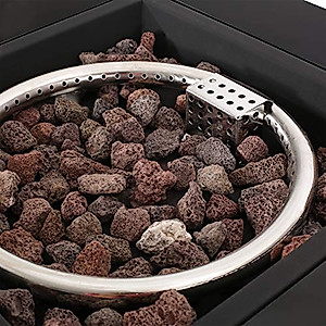 Megan Outdoor Modern 19.5-Inch Fire Column, Dark Gray and Gloss Black