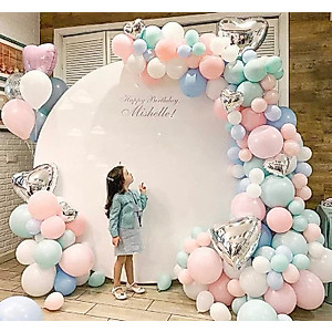 DASHAN White Round Backdrop Cover 6x6ft Polyester Pure White Birthday Party Photography Background Banquet Press Conference Performance Cake Table Decor for Adult Kids Portrait Photo Studio Props