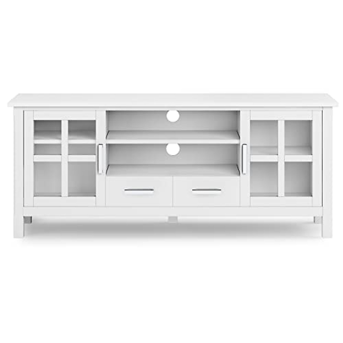 SIMPLIHOME Kitchener SOLID WOOD 60 Inch Wide Contemporary TV Media Stand in White for TVs up to 65 Inches, For the Living Room and Entertainment Center