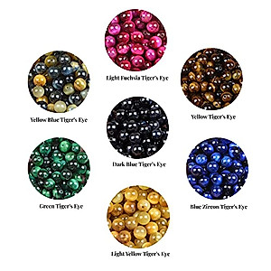 6mm Natural Round Stone Beads About 210pcs Tiger Eye Genuine Real Healing Crystal Stones Beading Loose Gemstone DIY for Bracelet Jewelry Making Kit(7 Color-H)