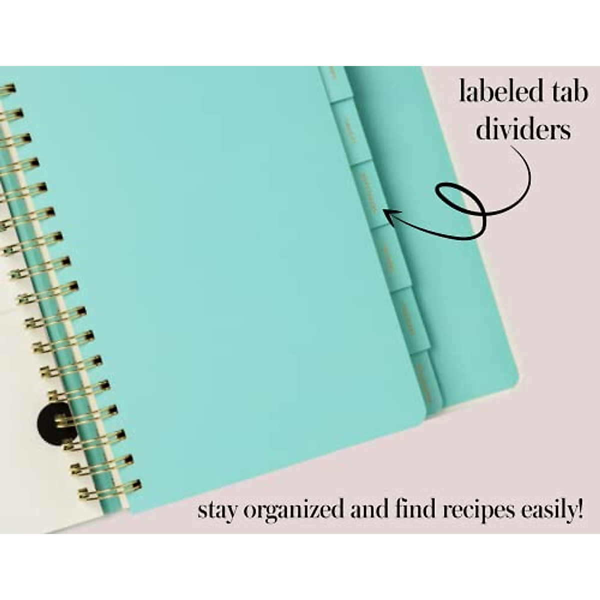 Kate Spade New York Recipe Book with 7 Tabbed Sections and Recipe Card Sleeves, Deco Dot