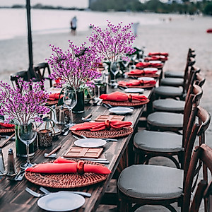 Uieke Artificial Flowers Babys Breath Flowers 4 Bundle Faux Artificial Gypsophila Bouquet Real Touch Fake Silk Flowers for Wedding Party DIY Home Garden Decor (Purple)