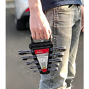 Apollo Tools DT1212 SAE Ratcheting Wrench Set, 5-Piece, Black