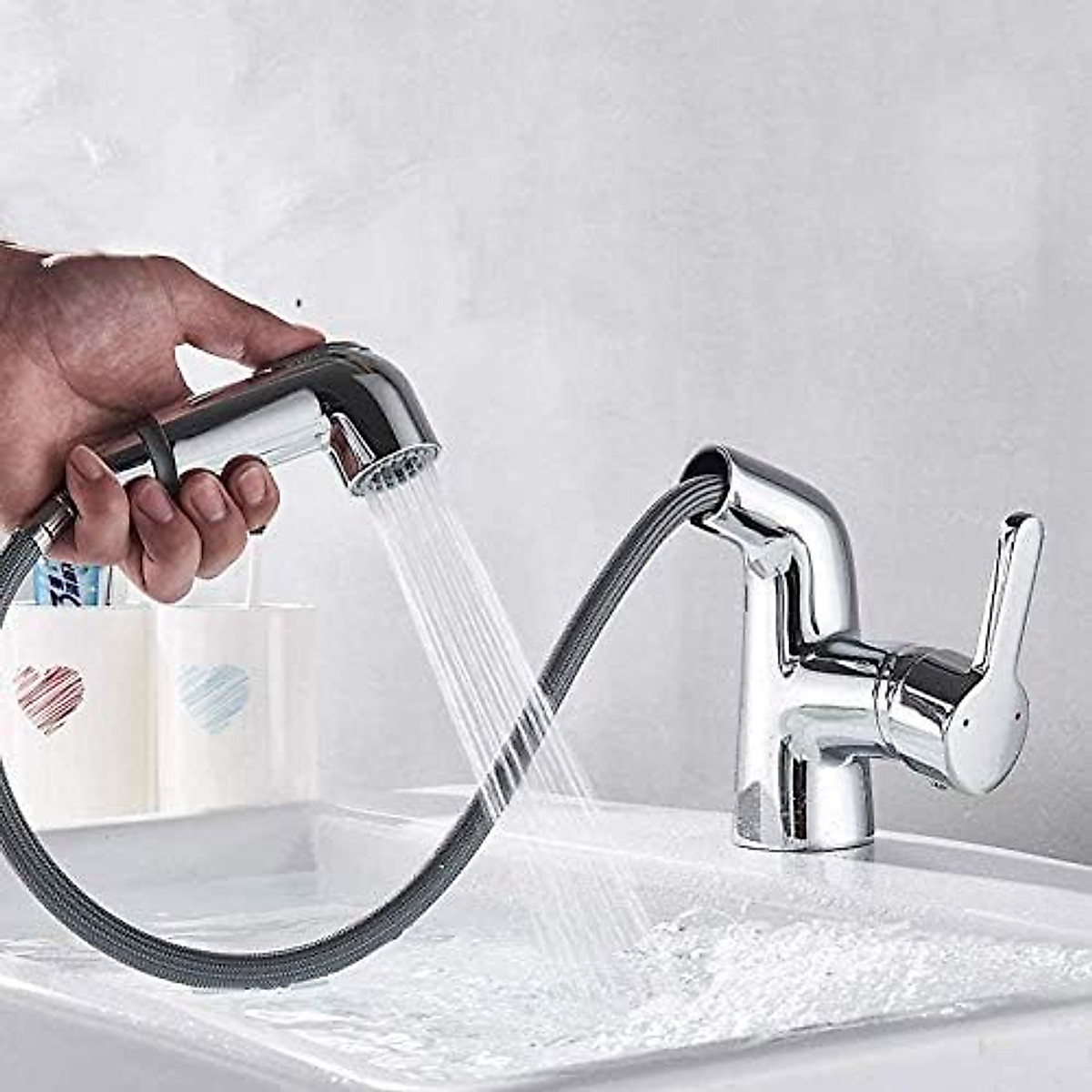 Kitchen Taps Faucet Chrome Bathroom Faucets Pull Out Bath Basin Faucet Basin Mixer Faucets Deck Brought The Mode With Two Nozzles Where Hot And Cold Water Mixes