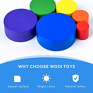 WODI Mini Wooden Rainbow Stacking Toy 27 PCS Early Educational Sorting Nesting Building Blocks Matching Games Montessori Sensory Toys Learning Gifts for Preschool Kids Boys and Girls Age 3+