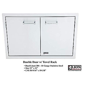 AMS Fireplace Lion | 32" Grill Package with 33" Double Access Doors & Refrigerator | Propane