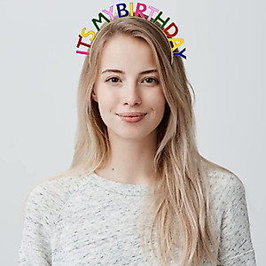 Happy Birthday Crowns Hats Sash Hair Tiara Birthday Party Crown Headband Supplies Gifts Decorations Funny Accessory for Women Girls