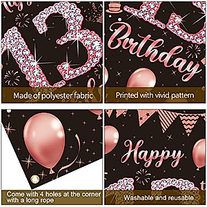 Lnlofen 13th Birthday Door Banner Decorations for Girls, Large 13 Year Old Birthday Party Door Cover Backdrop Supplies, Rose Gold Happy 13th Birthday Poster Sign