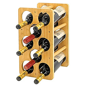 Utoplike Wine Bottle Holder, Wine Racks Countertop, Bamboo Wine Rack Table for 8 Bottles, Sturdy and Durable Wine Racks Free Standing, Bottle Storage Rack for Cupboard, Wooden Water Bottle Storage