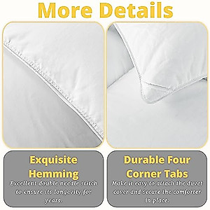 ELNIDO QUEEN Feather Down Comforter Queen Size - White Down Duvet Insert - Luxurious Fluffy Hotel Style Bedding Comforter - 100% Cotton Cover All Season Medium Warmth - Queen Size (90x90 Inch)