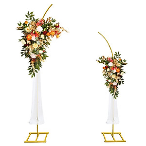 ZpigToor Metal Wedding Arch Stand,Set of 2 Gold Curved Top Arch Backdrop Stand Wedding Arches for Ceremony Birthday Anniversary Baby Shower Floral Stand Background Decoration (Gold,7.8FT & 6.7FT)