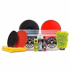 Chemical Guys HOL129 Best Two Car Wash Bucket Kit to Wash & Dry, Safe for Cars, Trucks, SUVs, Jeeps, Motorcycles, RVs & More (11 Items Including 3 16 fl oz Chemicals)