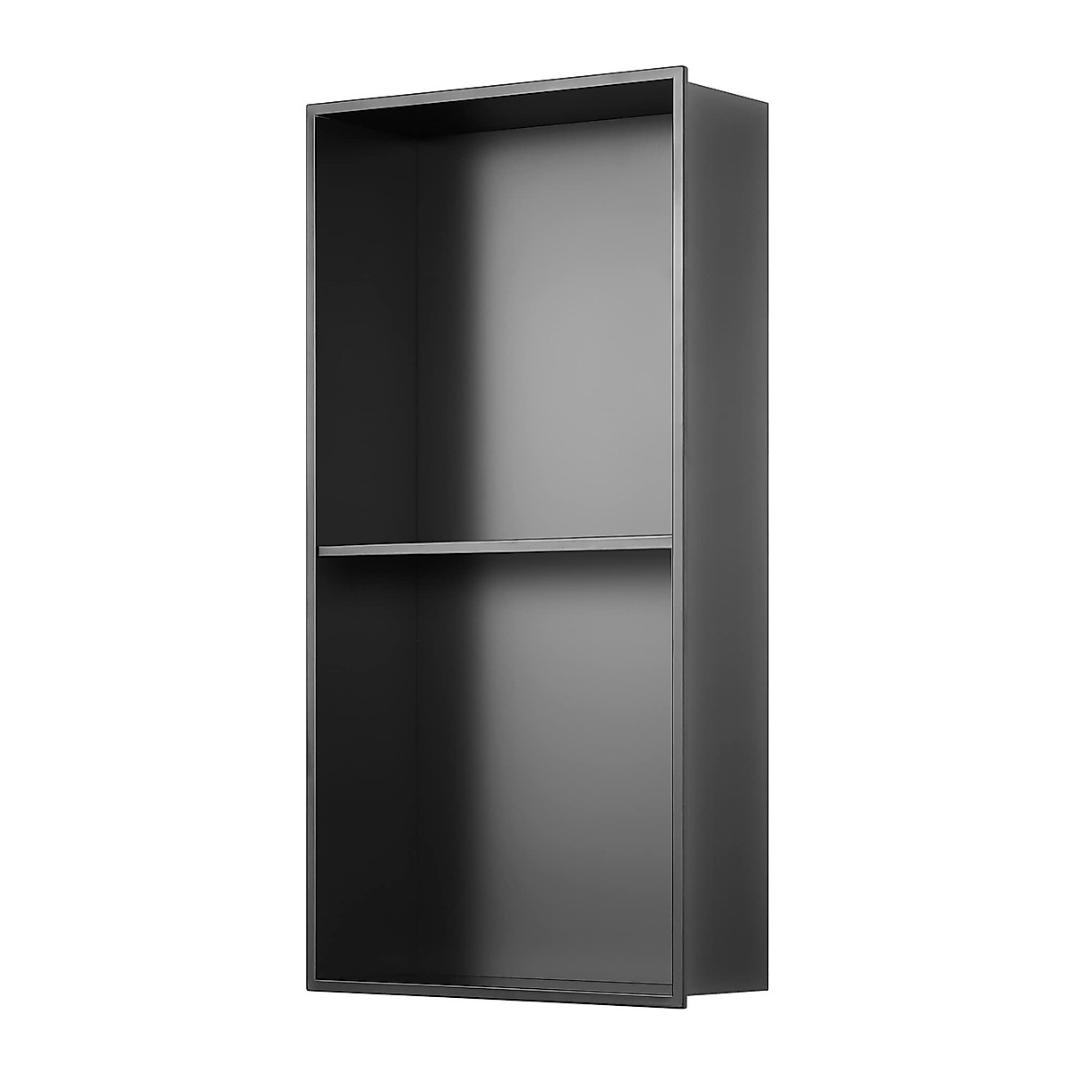 Sunrosa Black Shower Niche Stainless Steel, Ready for Tile, Waterproof 11.8" x 23.6" Bathroom Recessed Niche with 1 Divider, Organizer Storage for Shampoo & Toiletry Storage