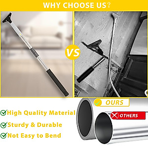 Floor Scraper Long Handle Heavy Duty, Floor Scraper Blades 4 inch scraper tool kitchen 31-61“ Thickened Steel Sharp Blades Free Extra 10PCS Metal Paint Scraper Ideal for Cleaning.(1, black)