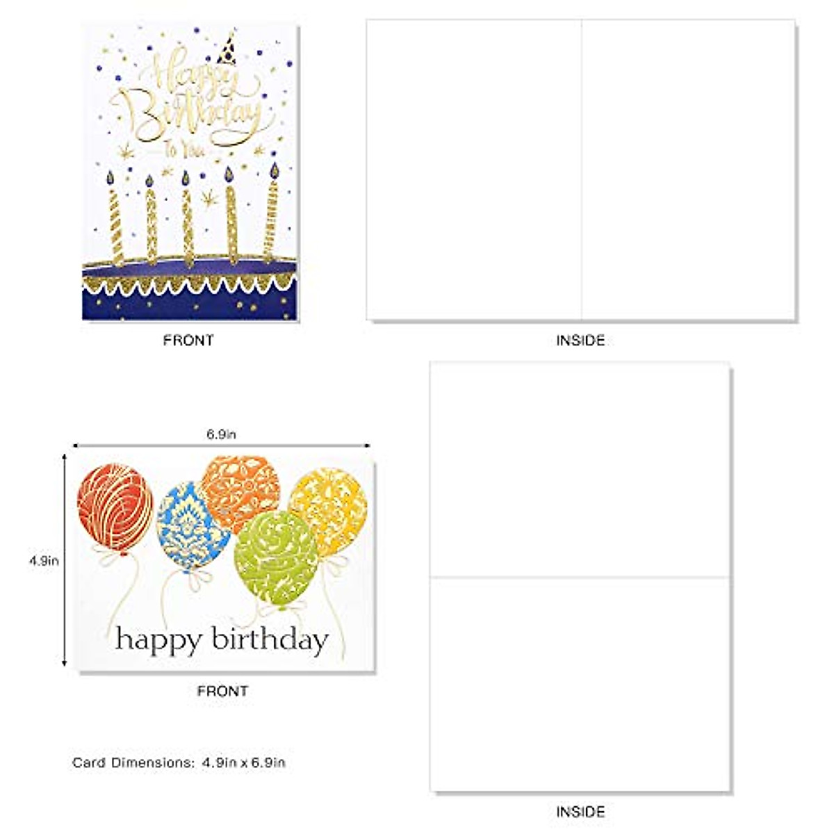 padike Unique Designs Birthday Cards Box Set - Birthday Greeting Cards - 15pc Happy Birthday Cards and 5pc Thank You Cards - Envelopes and Gold Seals