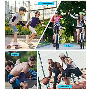 HiRui Elbow Pads Elbow Brace, Basketball Shooter Sleeves Arm Compression Sleeve Collision Avoidance Elbow Pad for Cycling Football Volleyball Baseball, Youth Adult Women Men ((Pair) Black, L)