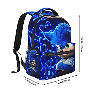 Highso Cartoon Backpack For Boys Girls High Capacity Bookbag 3d Printed Lightweight Travel Backpack 14 Inch Adjustable Backpack With Bottle Side Pockets, Blue