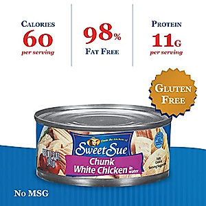 Sweet Sue Chunk White Chicken in Water, 5 oz Can (Pack of 24) - 11g Protein per Serving - Gluten Free, Keto Friendly - Great for Snack, Lunch or Dinner Recipes