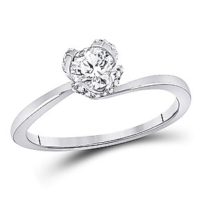 Dazzlingrock Collection 14kt White Gold Womens Round Diamond Solitaire Bridal Wedding Engagement Ring 5/8 Cttw